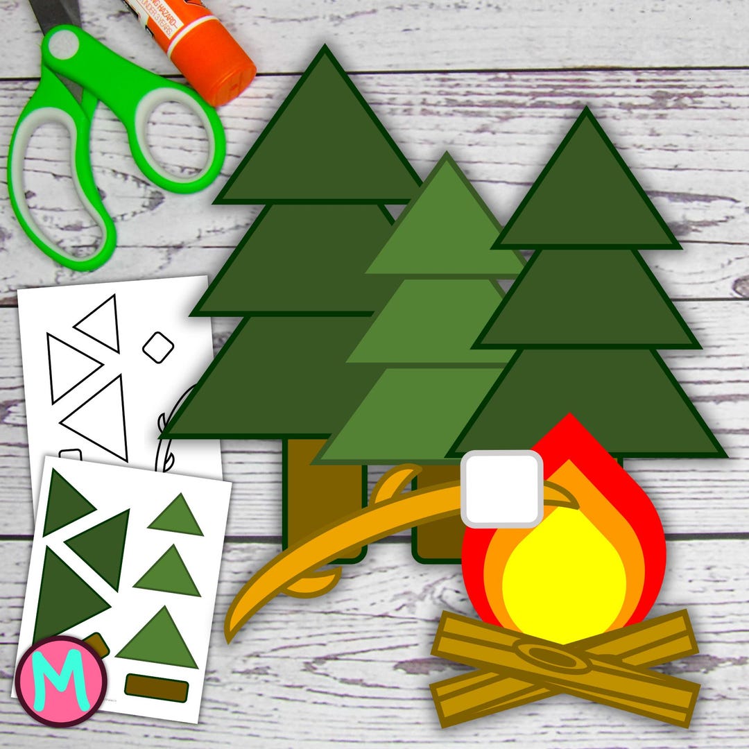 Camping Marshmallow Craft Template, Printable Cut and Glue Paper Craft ...