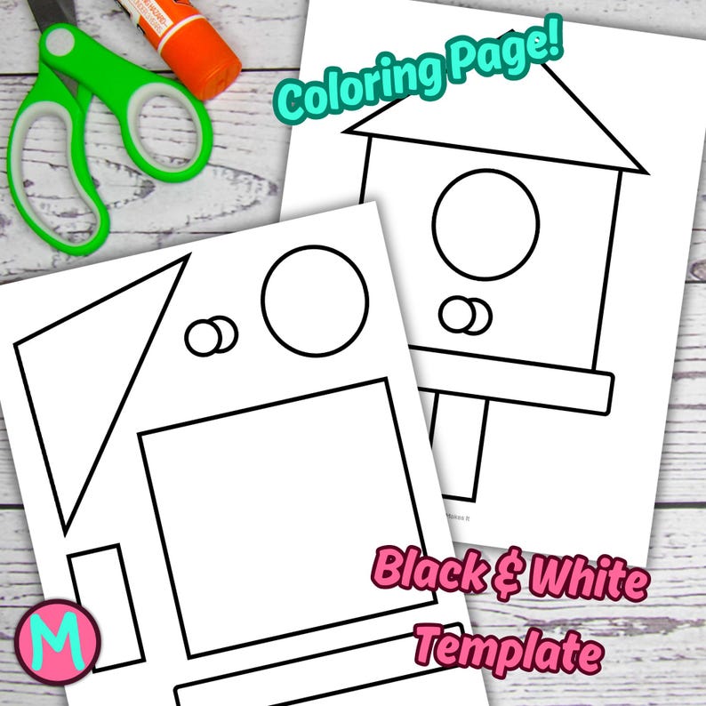 Birdhouse Craft Template for Preschool, Simple Toddler Birdhouse Craft ...