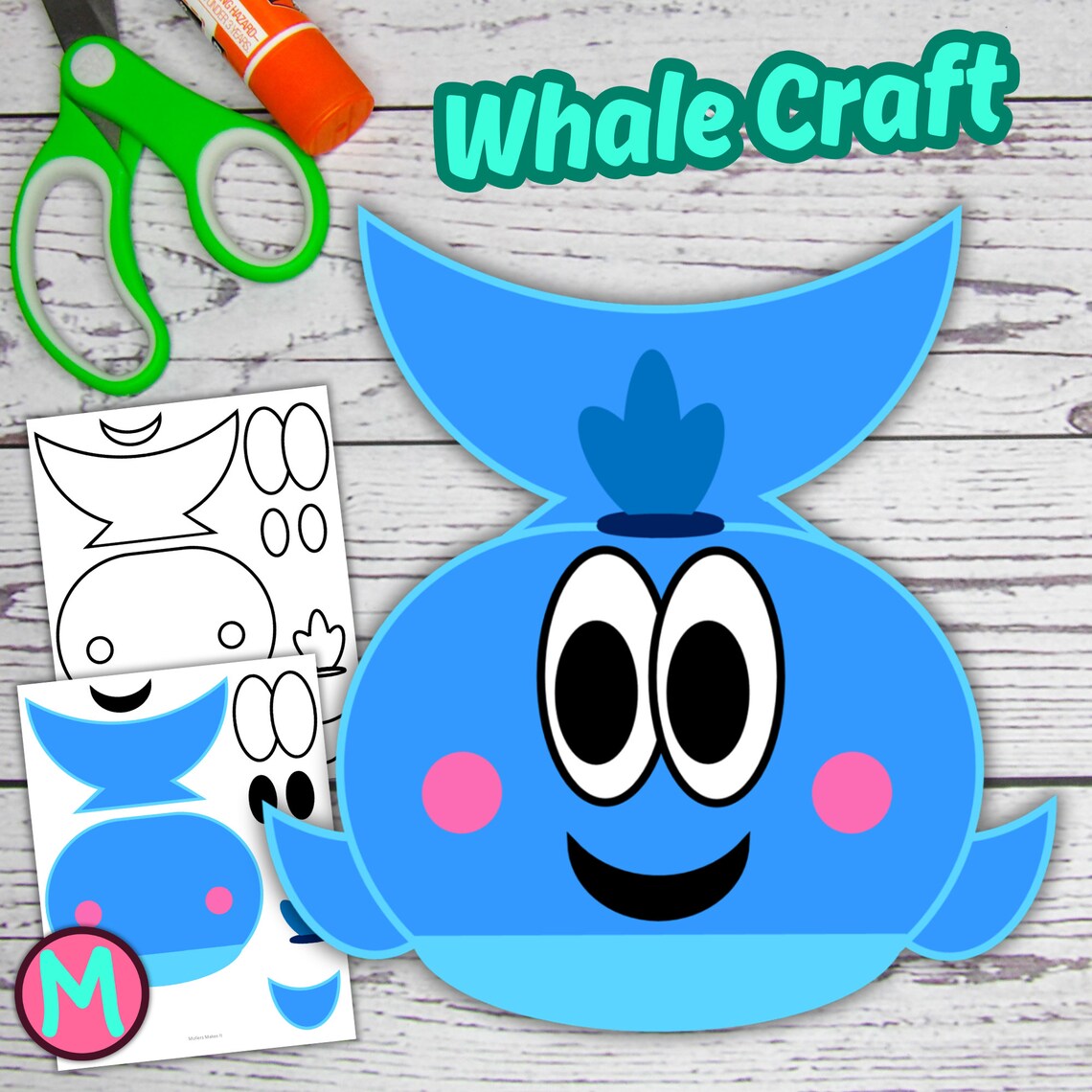 Whale Craft Template: Cut and Glue Paper Craft (PDF) - Etsy