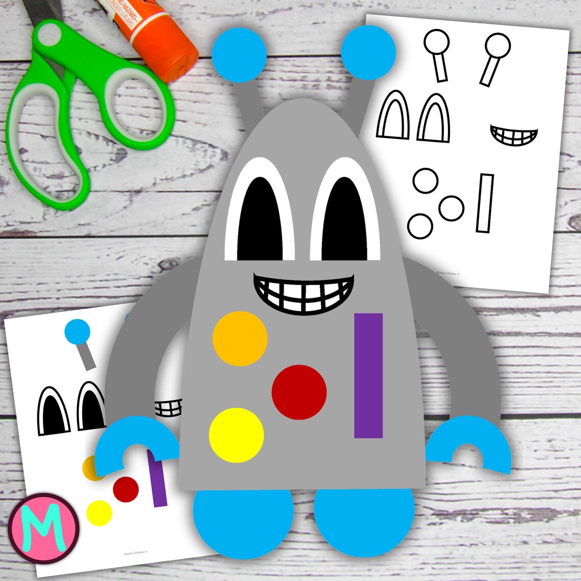 Robot Paper Craft Template: Cut and Glue Activity (PDF) - Etsy