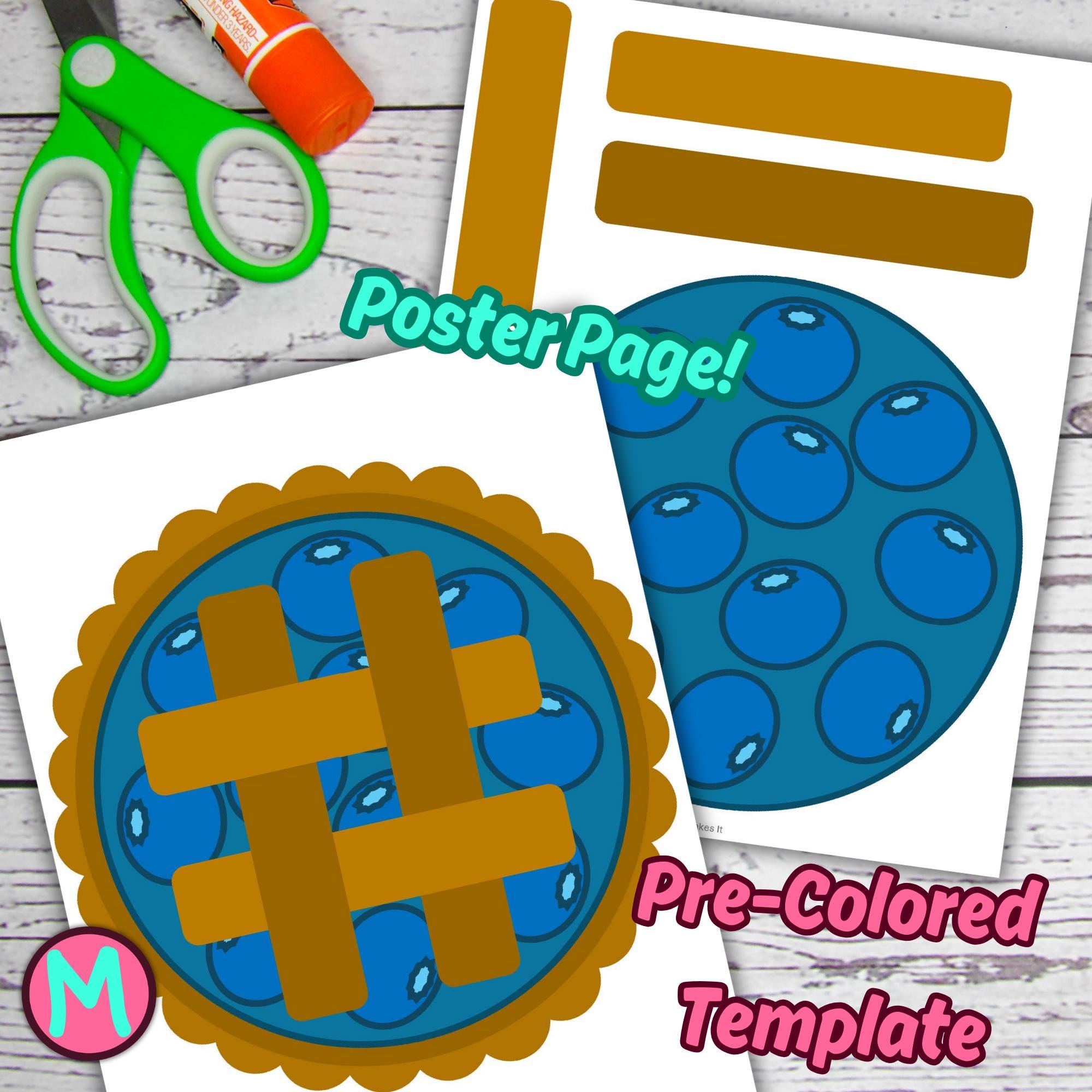 Blueberry Pie Craft Template for Kids, Simple Cut and Glue Craft for ...