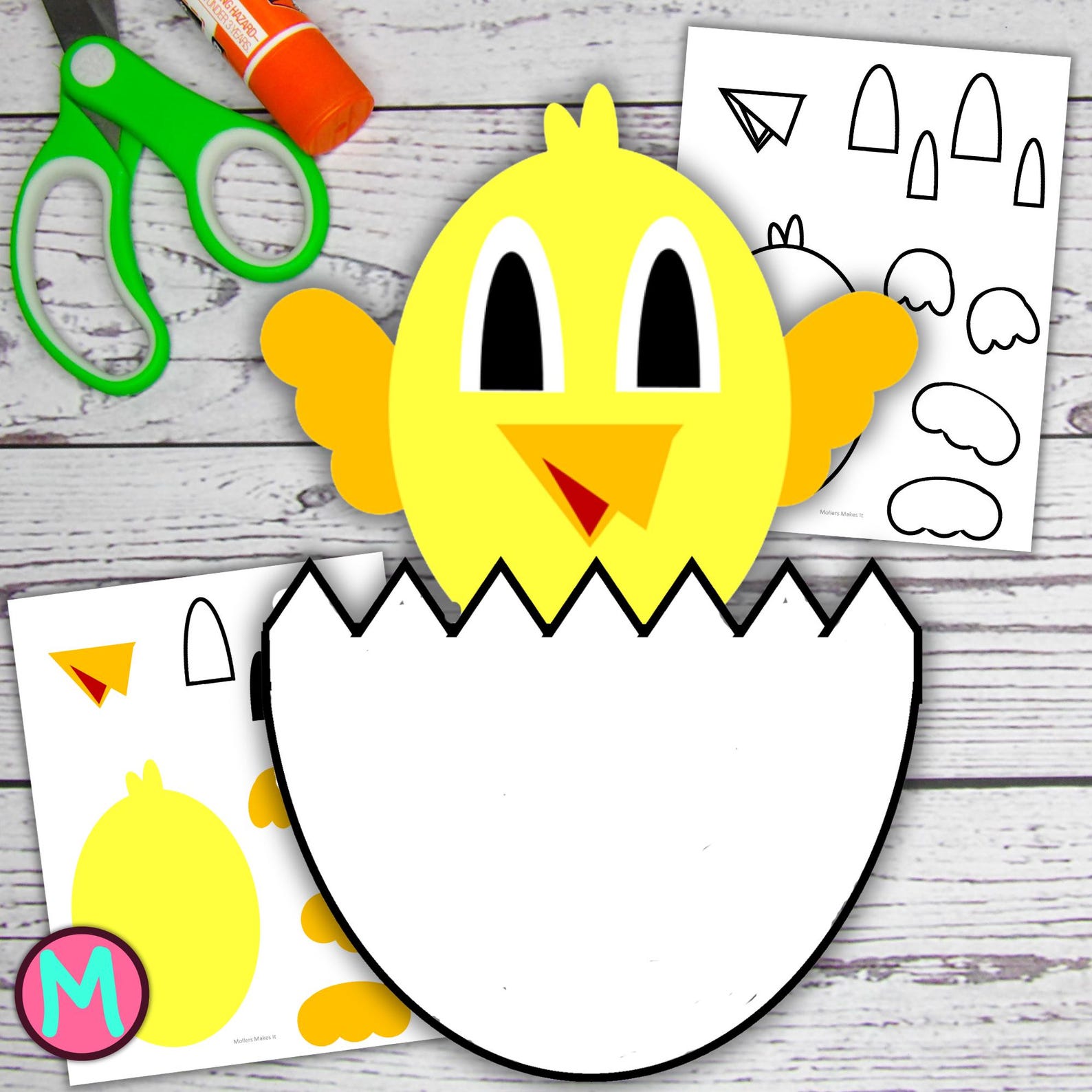 Easter Chick in an Egg Craft Template for Kids, Easter Pattern Craft ...
