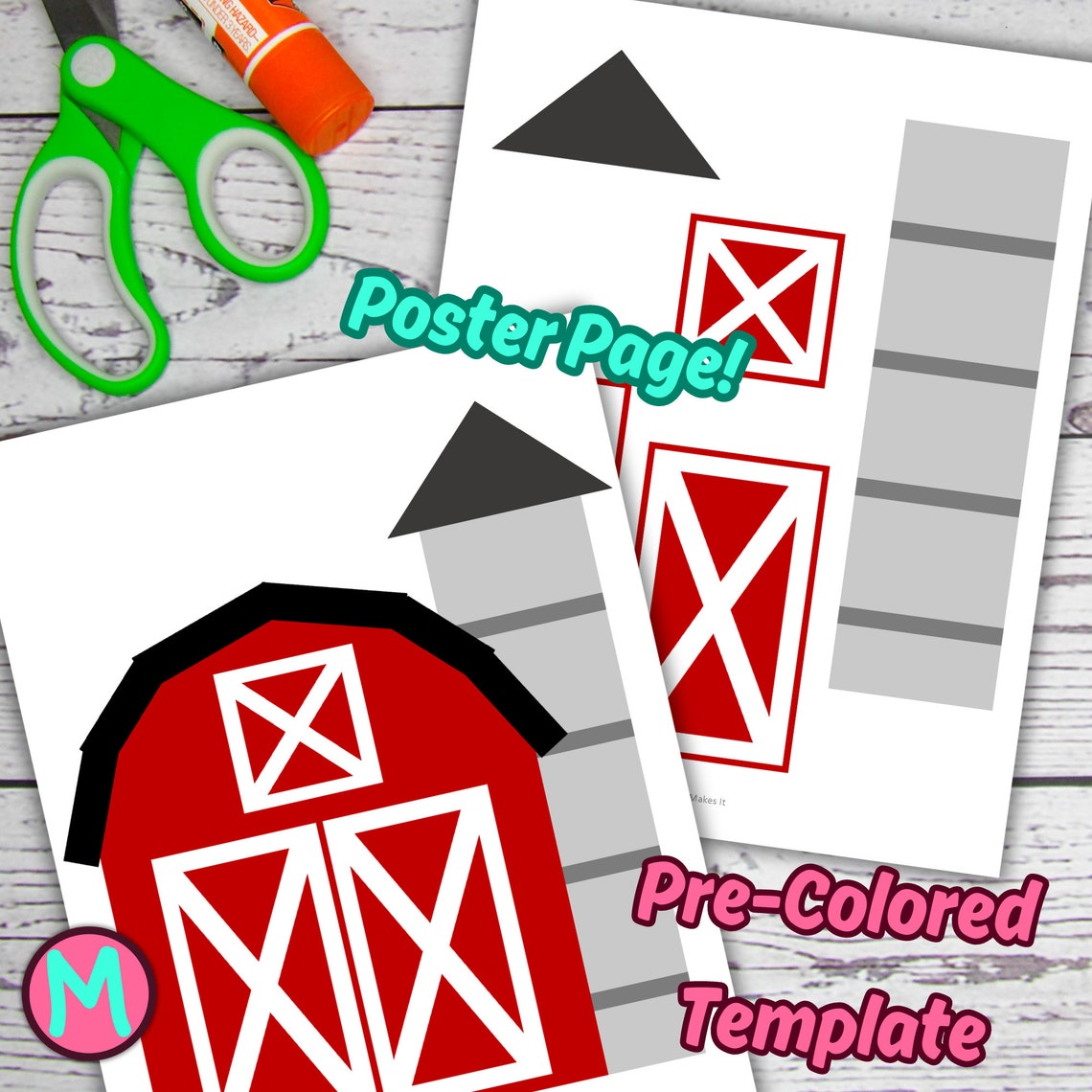 Barn and Silo Craft Template: Cut and Glue Farm Activity (PDF) - Etsy