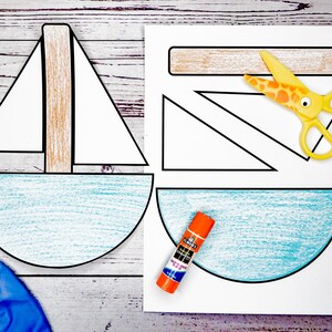 Sailboat Craft Template: Cut & Glue Activity (PDF Download) - Etsy
