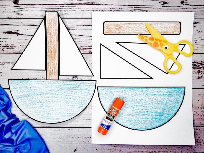 Sailboat Craft Template for Kids, Cut and Glue Preschool Activity ...