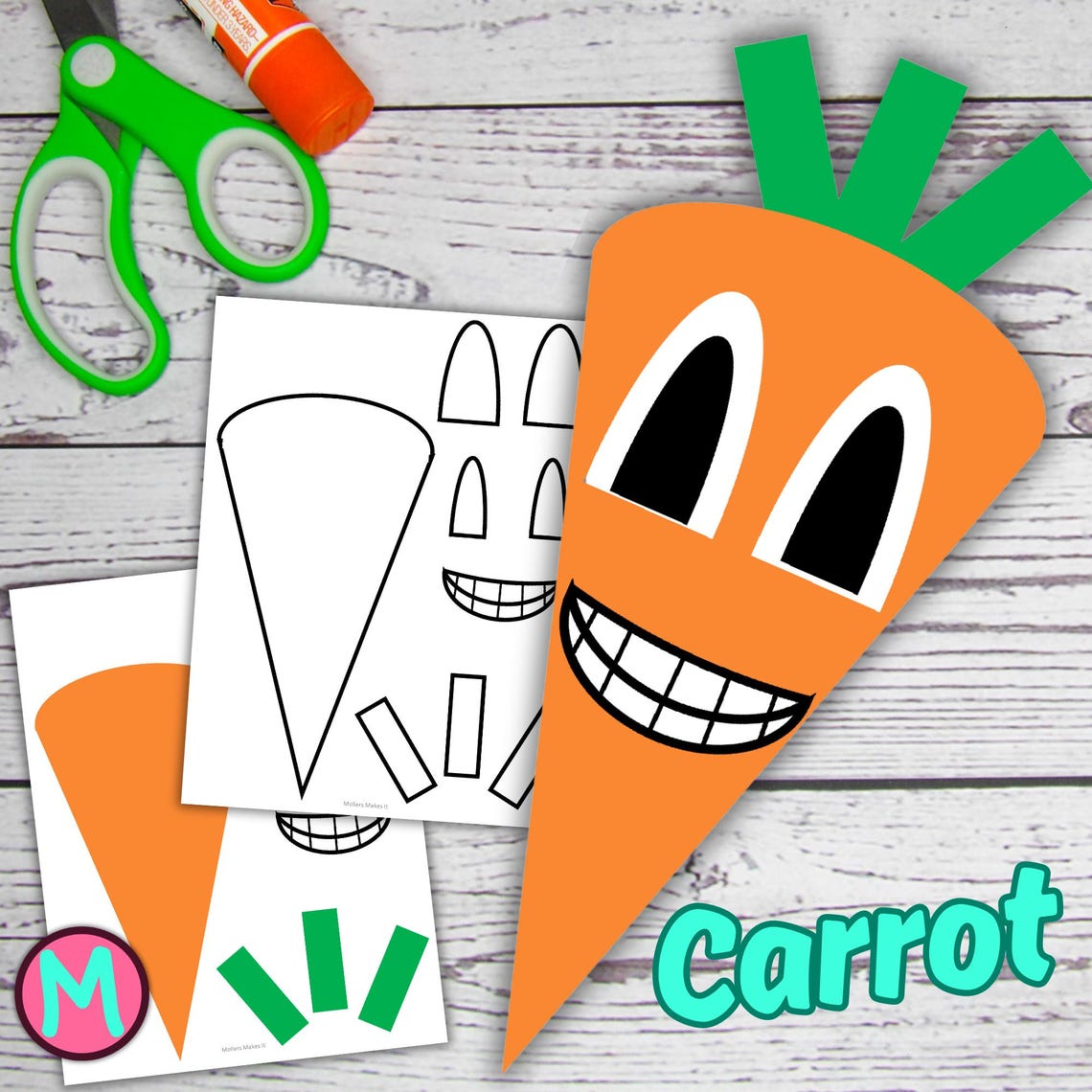 Carrot Craft Template for Kids, Preschool, Kindergarten, Elementary ...