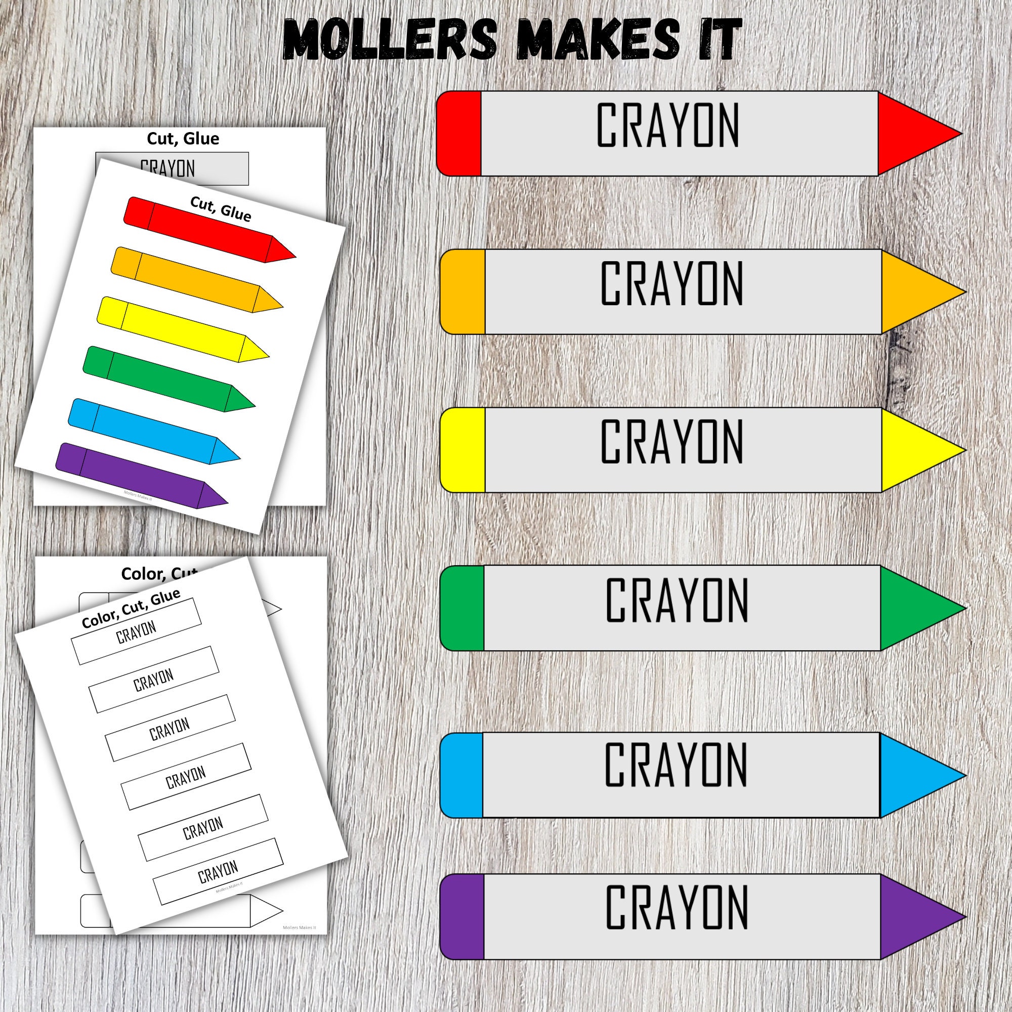 Crayon Craft Template for Preschool Kindergarten Elementary - Etsy