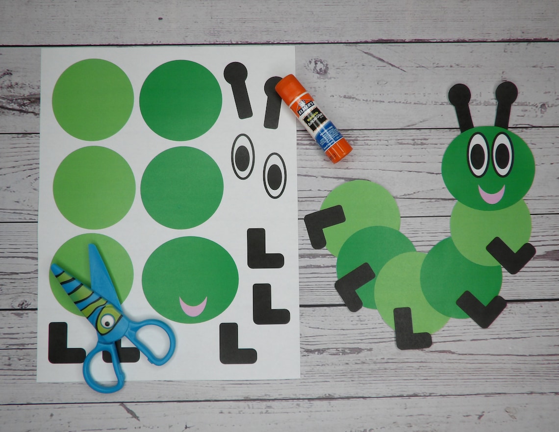 Caterpillar Craft Template: Cut and Glue Activity (PDF) - Etsy