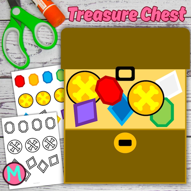 Pirate Treasure Chest Craft Template, Printable Cut and Glue Paper ...