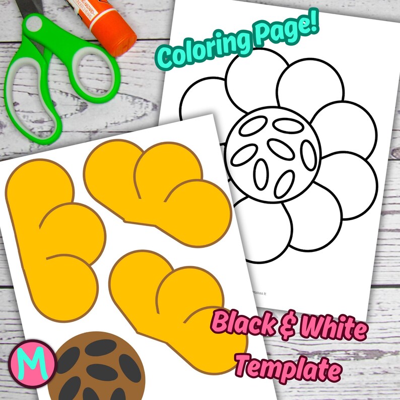 Sunflower Craft Template for Preschool, Simple Cut and Glue Toddler ...
