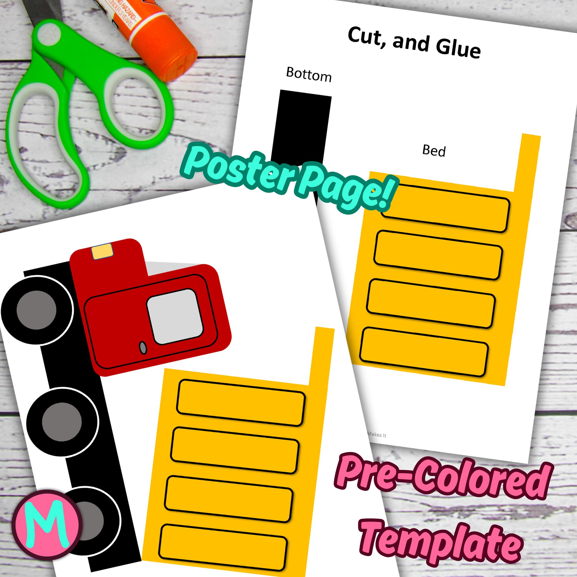 Dump Truck Craft Template for Kids, Preschool, Kindergarten, Elementary ...