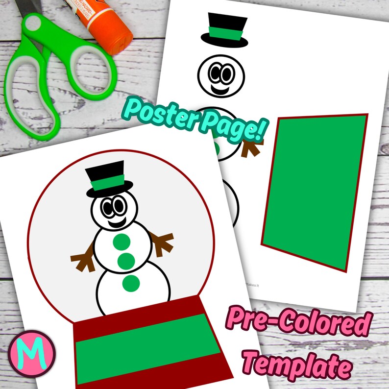 Snowman Snow Globe Craft Template: Winter Cut & Glue Activity (PDF) - Etsy