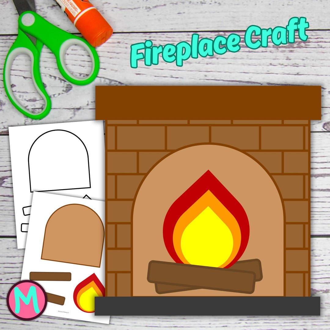 Fireplace Craft Template: Winter Cut & Glue Activity (PDF Pattern) - Etsy