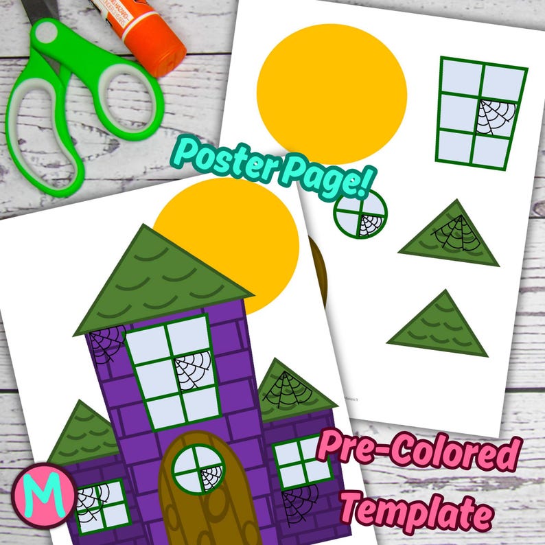 Halloween Haunted House Craft Template: Cut and Glue Paper Craft for ...