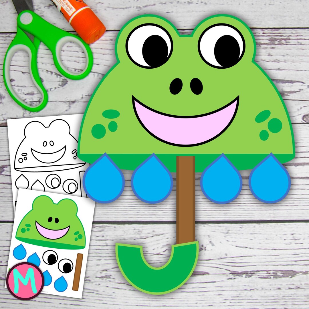 Frog Umbrella Craft Template for Kids, Printable Cut and Glue Preschool ...