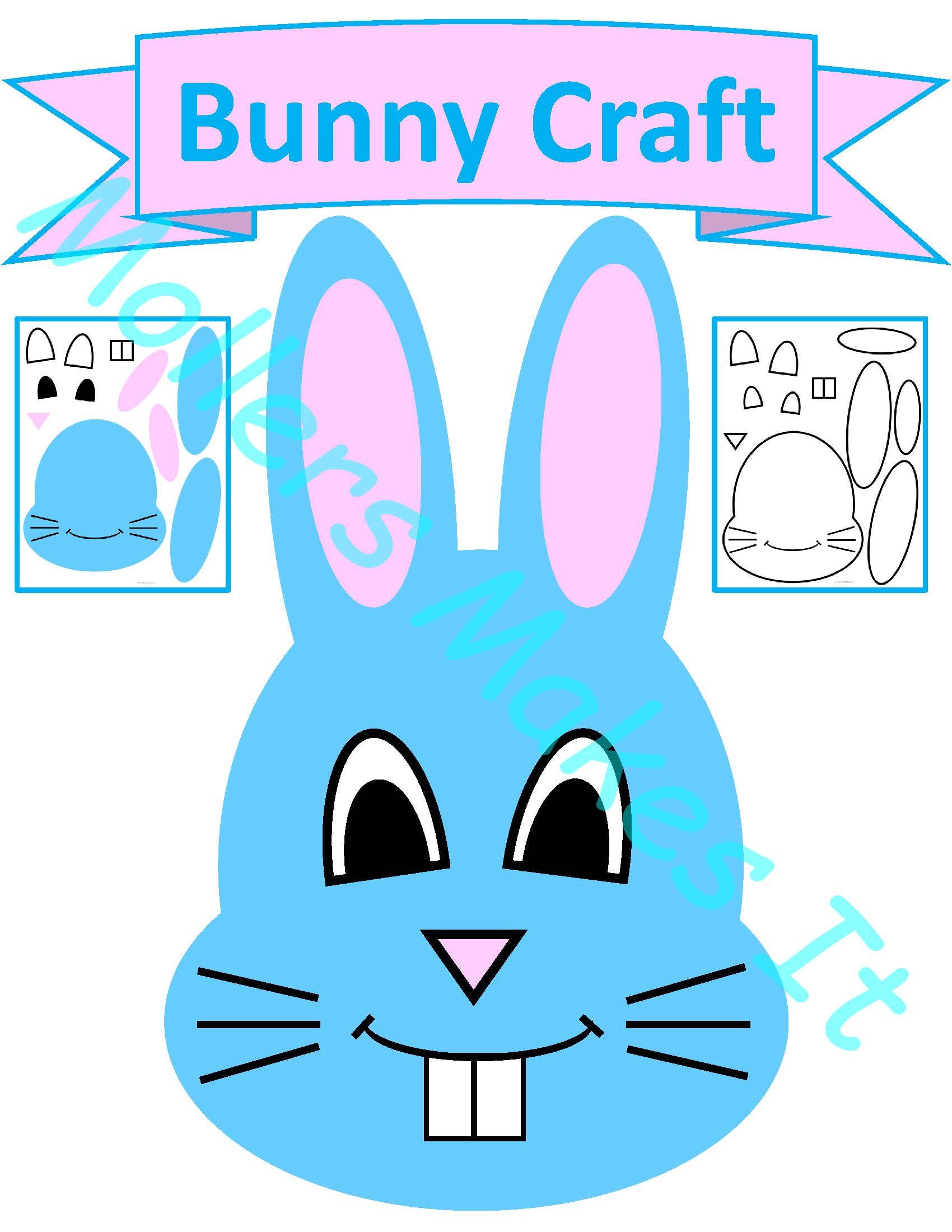 Bunny Rabbit Head Craft Template for Preschool, Kindergarten ...