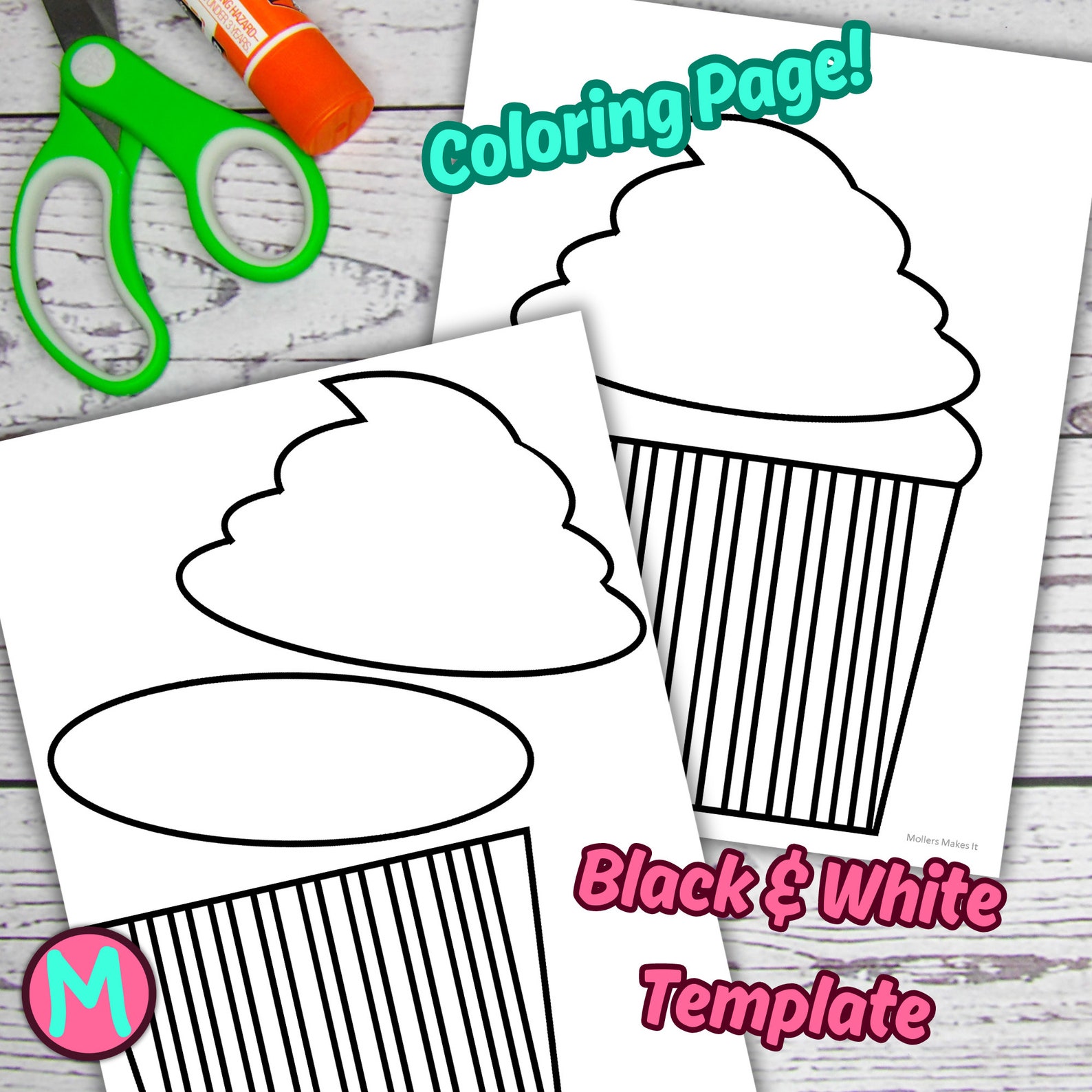 Carefree Cupcake Paper Craft Template for Kids (PDF) - Etsy