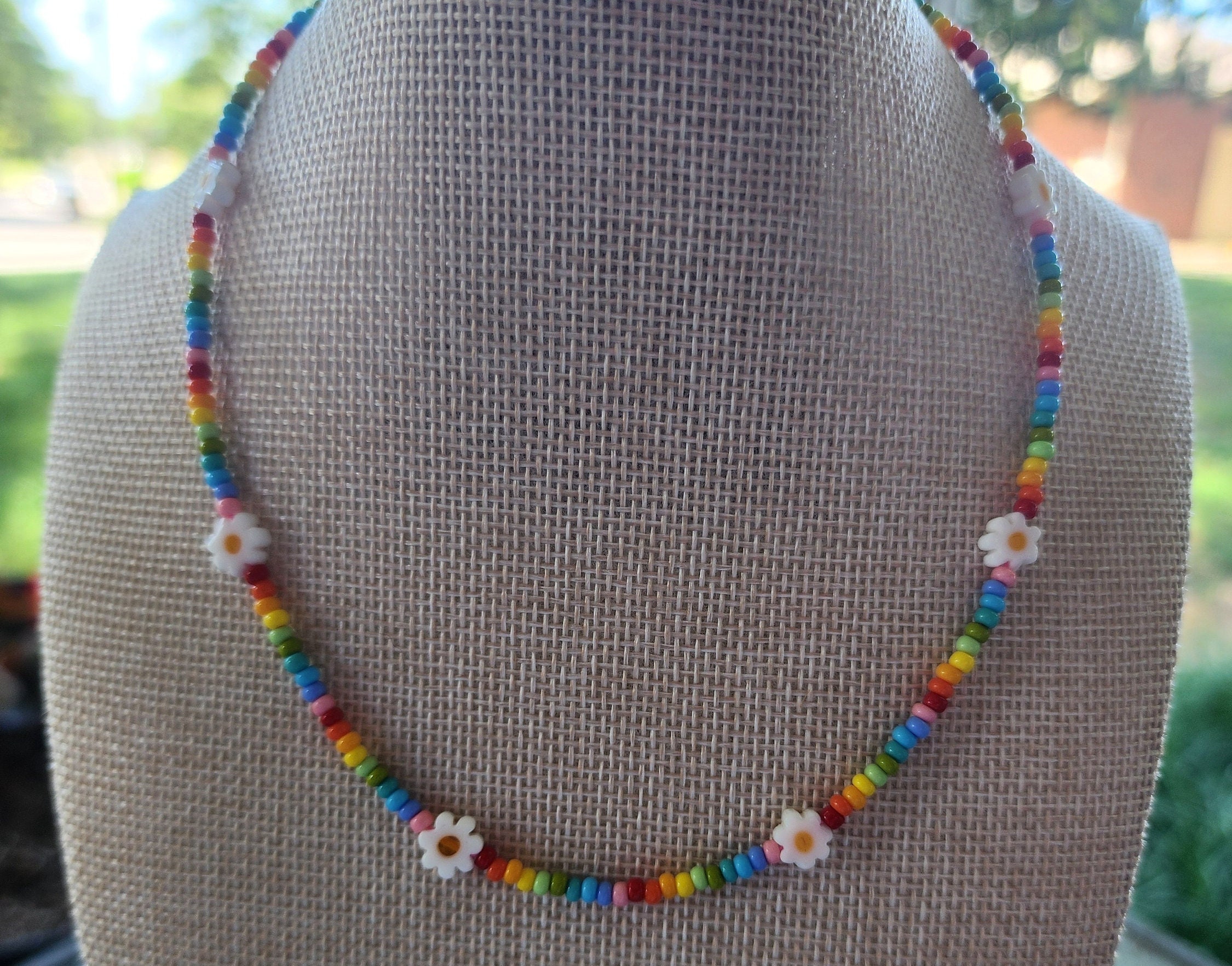 Rainbow Daisy Choker - Etsy