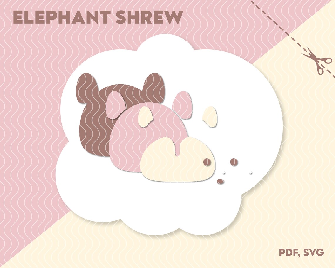 Elephant Shrew cute baby kawaii chibi papercut papercraft print doodle ...