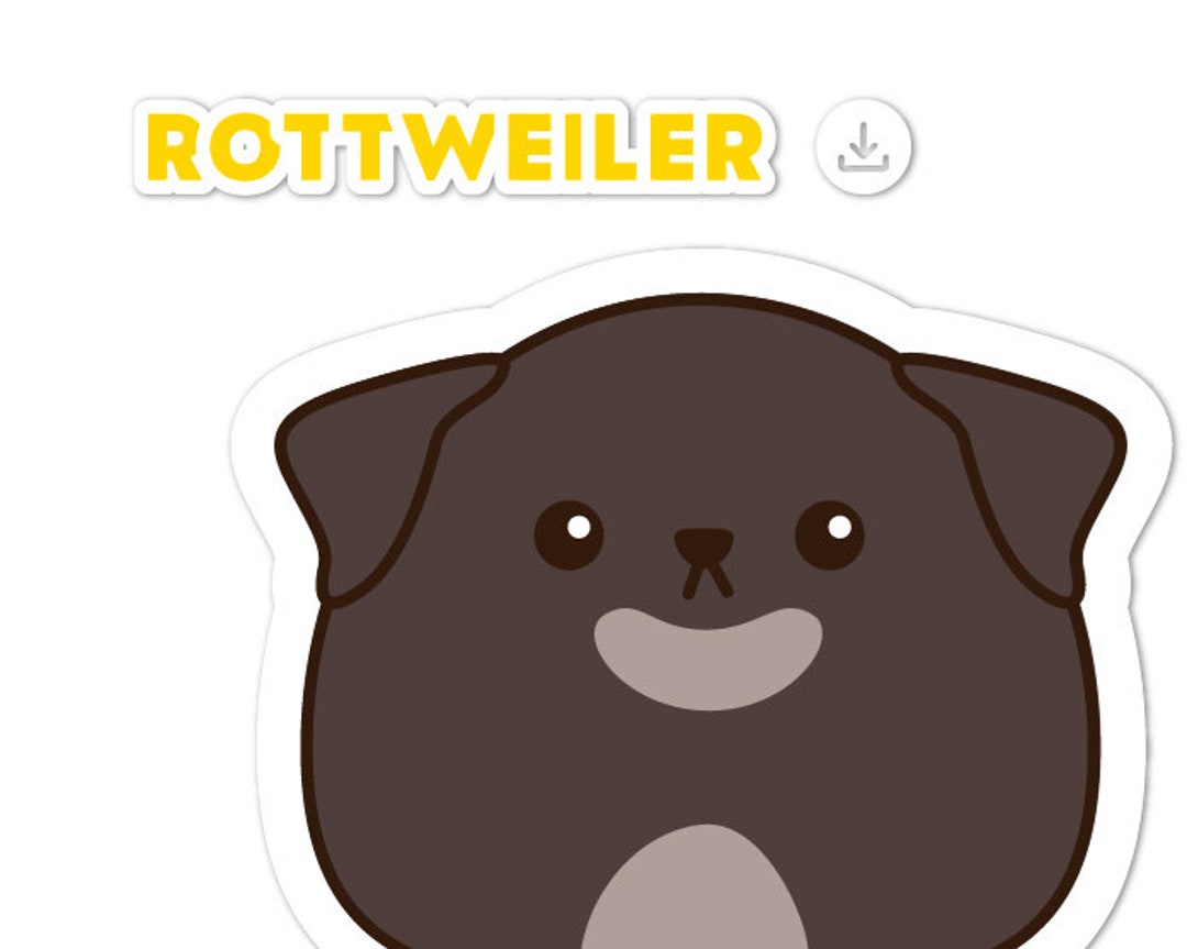 Rottweiler Dog Puppy egg kawaii chibi papercut papercraft print doodle ...