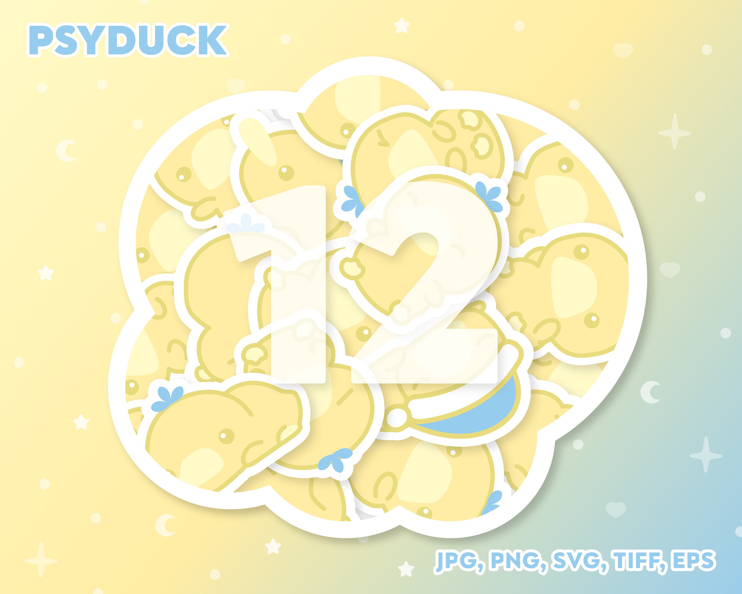 12 Pieces Psyduck Illustration Psyduck Svg Png Eps Tif Jpg - Etsy