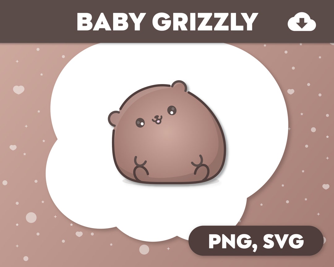 Baby Grizzly Bear silhouette kawaii chibi papercut - Etsy