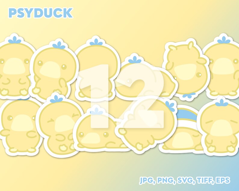12 Pieces Psyduck Illustration Psyduck Svg Png Eps Tif Jpg - Etsy