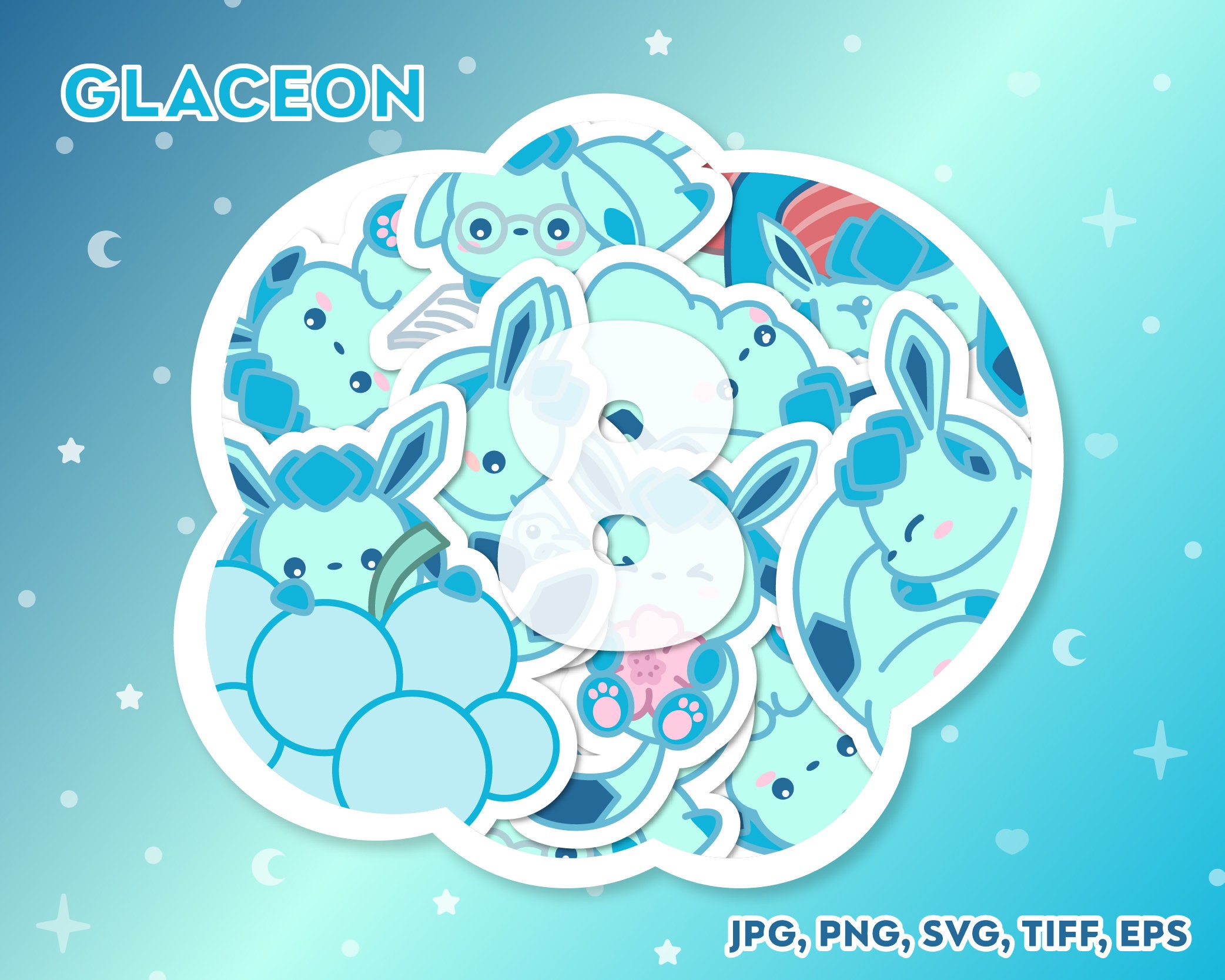 8 Pieces Glaceon Illustration Shiny Svg Png Eps Tif Jpg Galaxy - Etsy ...