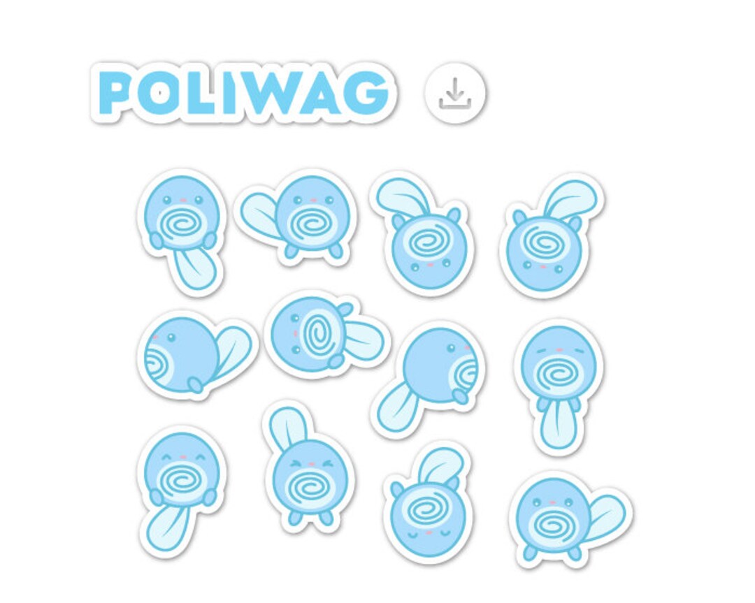 12 Poliwag Stickers - Etsy