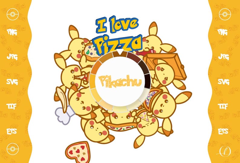 10 Pikachu Love Pizza - Etsy