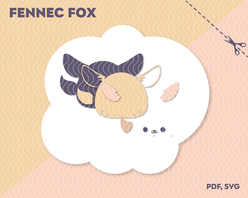 Fennec Fox cute baby kawaii chibi papercut papercraft print doodle ...