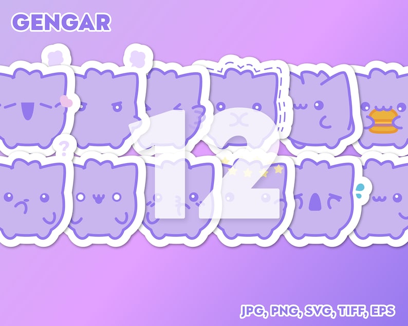 12 Pieces Gengar Illustration Gengar Svg Png Eps Tif Jpg - Etsy