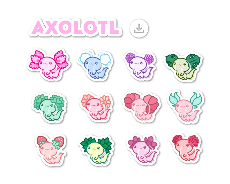Axolotl cute baby kawaii chibi papercut papercraft - Etsy