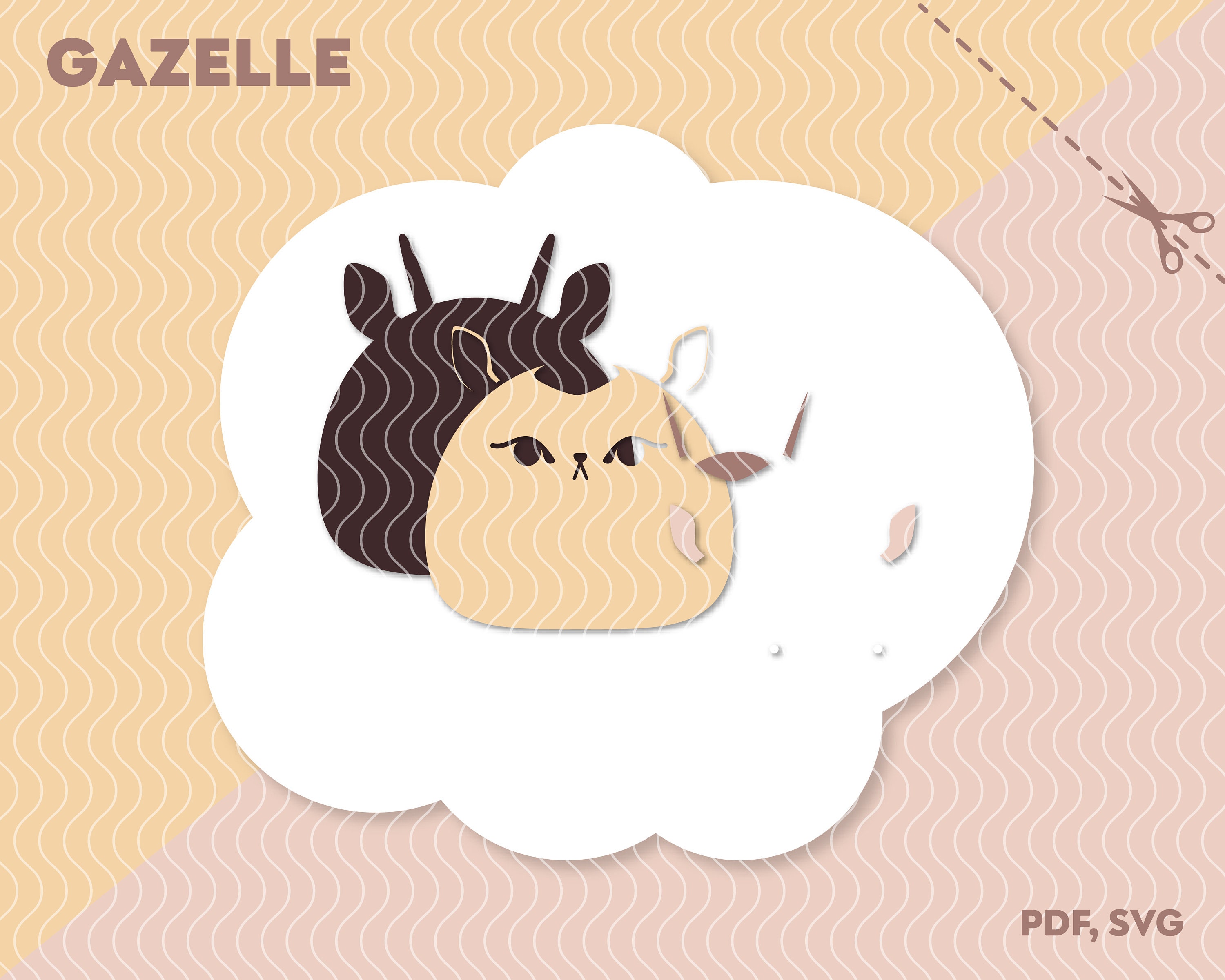 Gazelle no cute baby kawaii chibi papercut papercraft print doodle ...