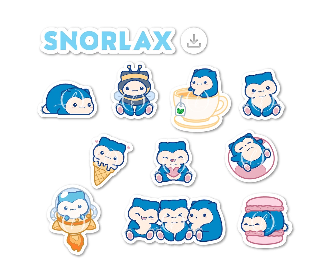 10 Snorlax kawaii chibi papercut pokemon print doodle layered digital ...