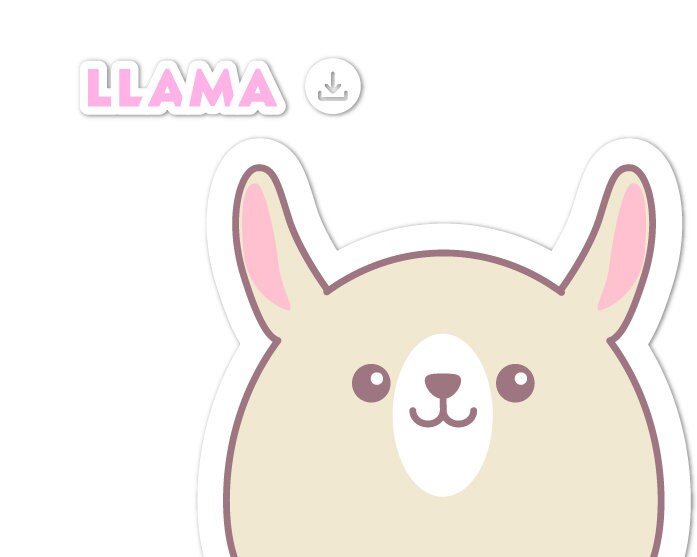 Llama cute baby kawaii chibi papercut papercraft print doodle animal ...