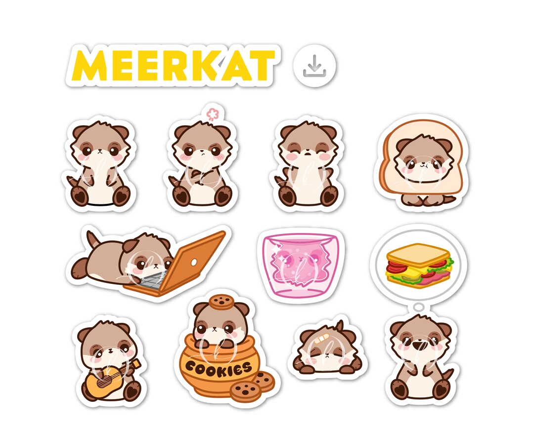 10 Meerkat cute baby kawaii chibi papercut papercraft print doodle ...