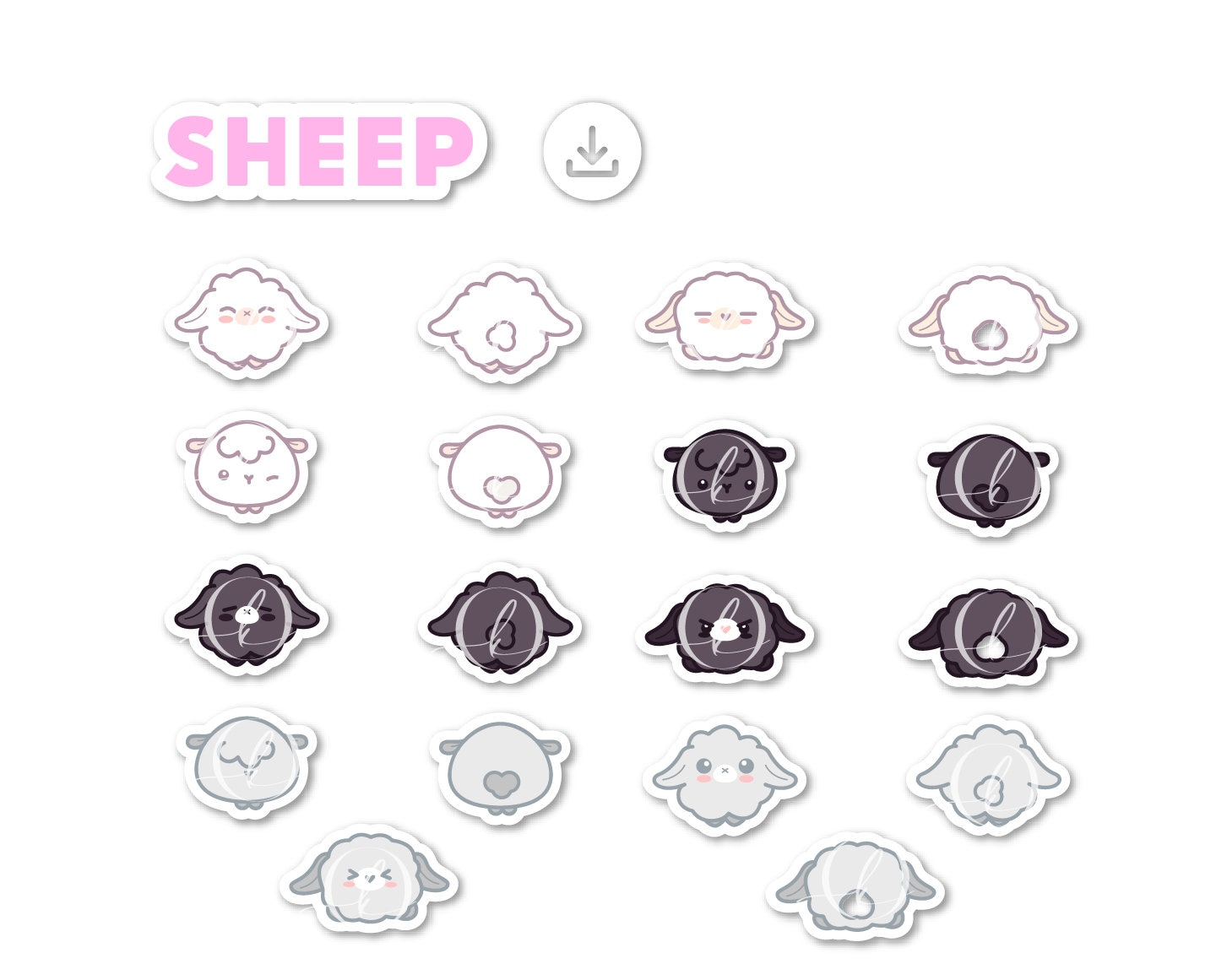 9 Pieces Sheep Illustration Front / Back Chibi Fox Svg Png Eps Tif Jpg ...