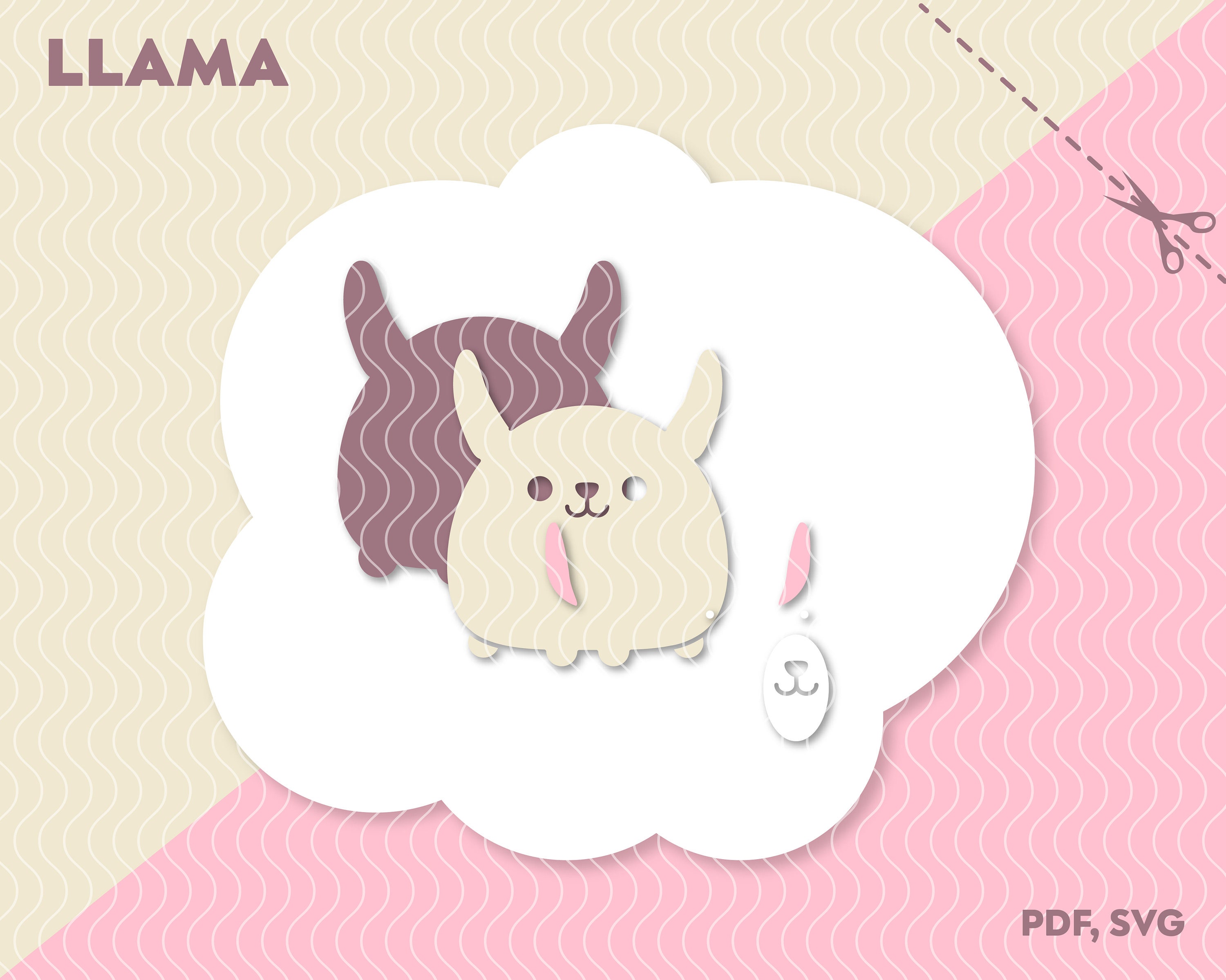 Llama cute baby kawaii chibi papercut papercraft print doodle animal ...