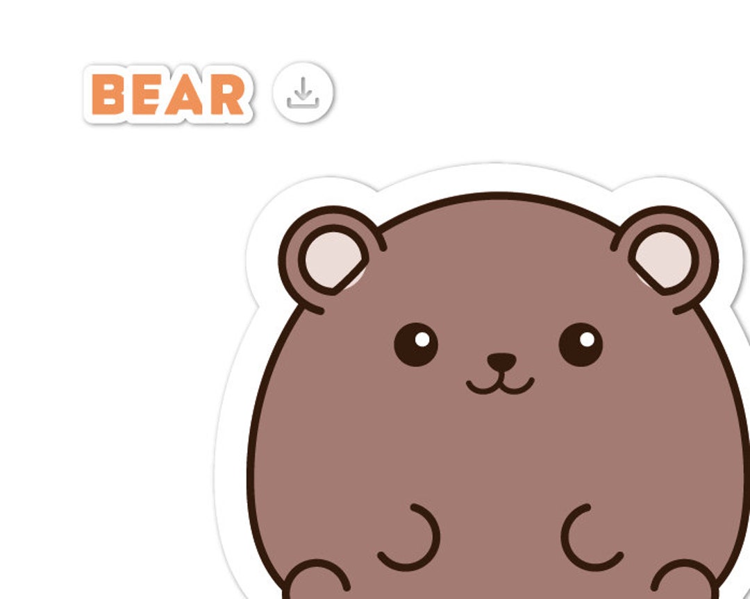 Grizzly Bear hug baby kawaii chibi papercut papercraft print doodle ...