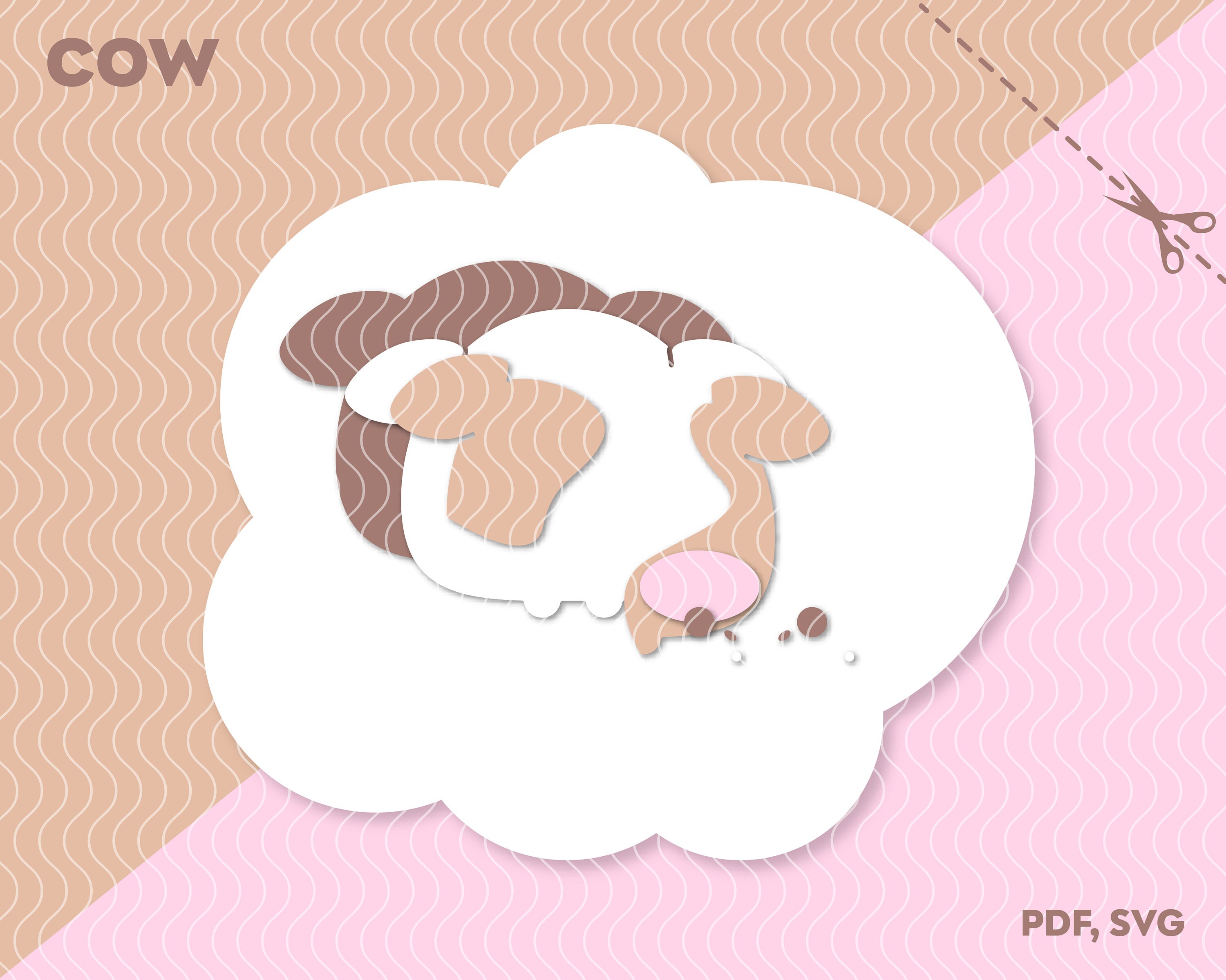 Cow Cry cute baby kawaii chibi papercut papercraft print doodle animal ...