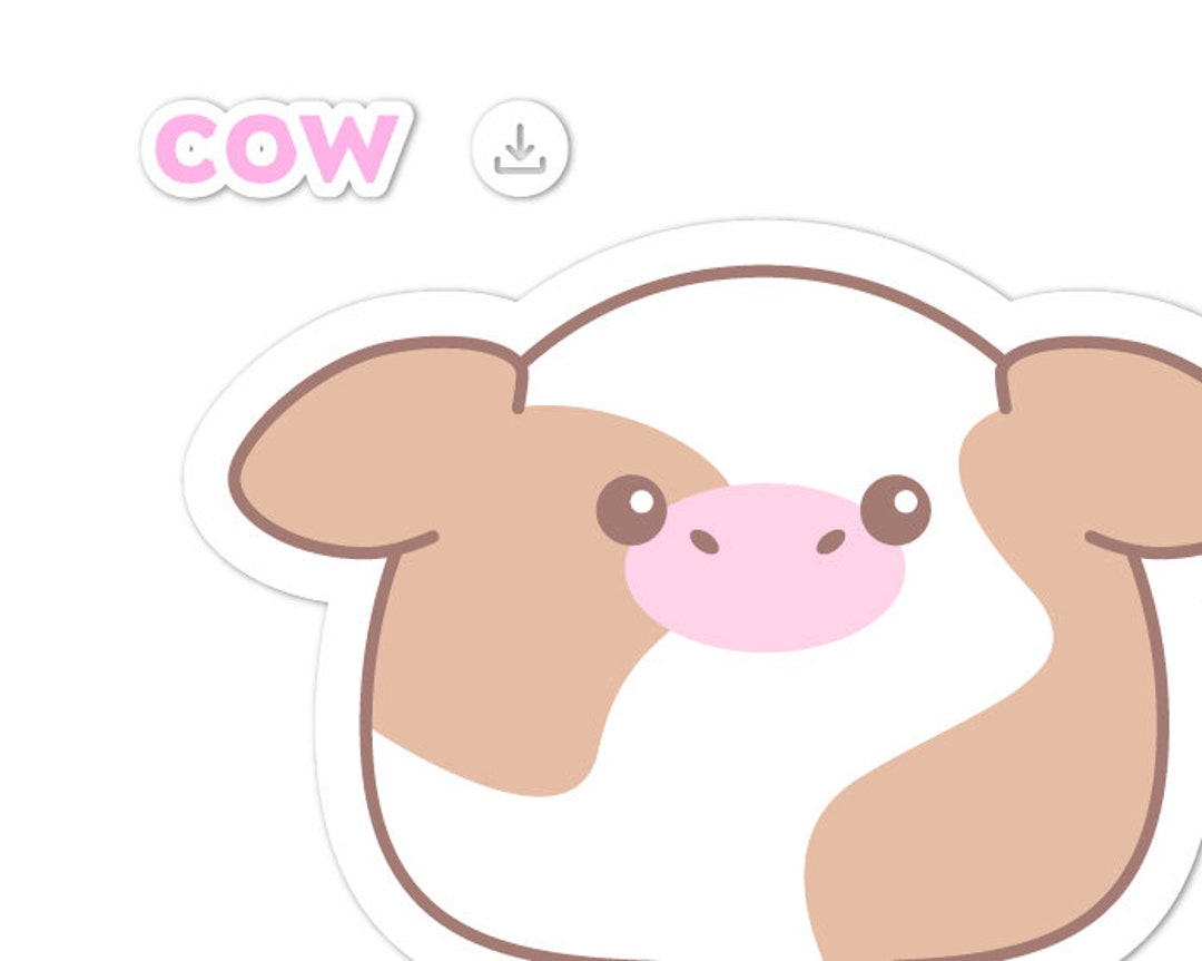 Cow Cry cute baby kawaii chibi papercut papercraft print doodle animal ...