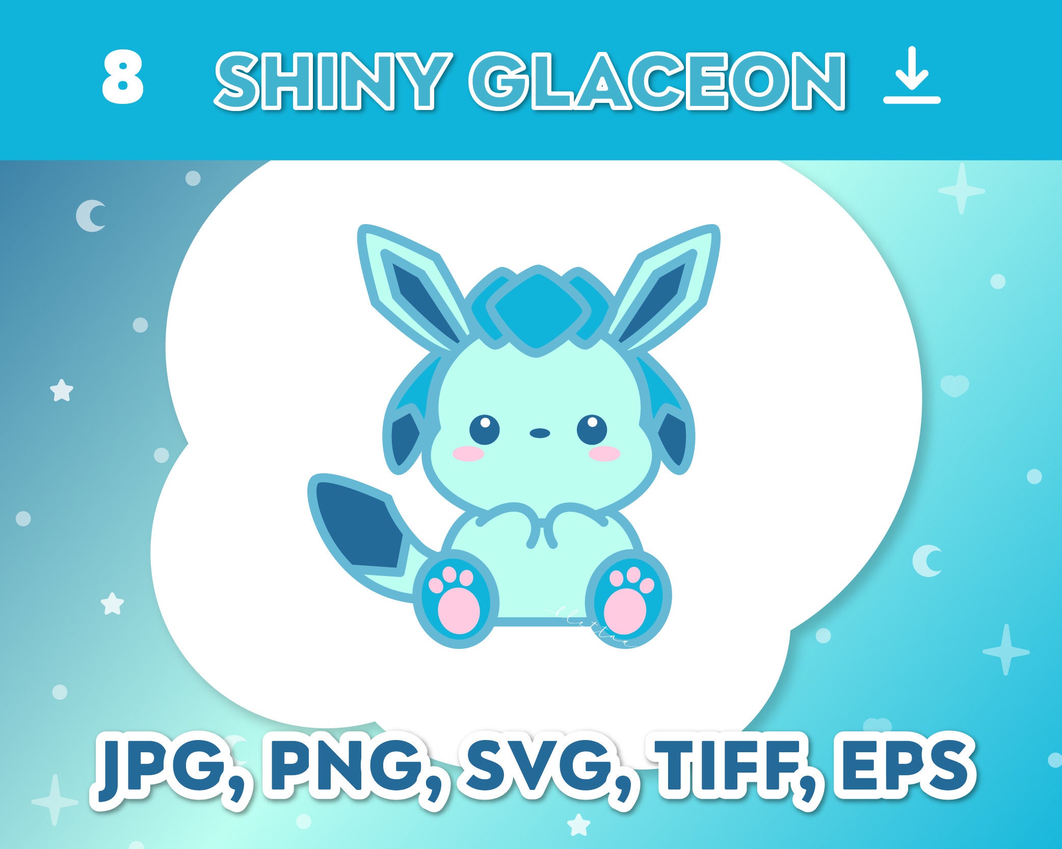 8 Pieces Glaceon Illustration Shiny Svg Png Eps Tif Jpg Galaxy - Etsy ...