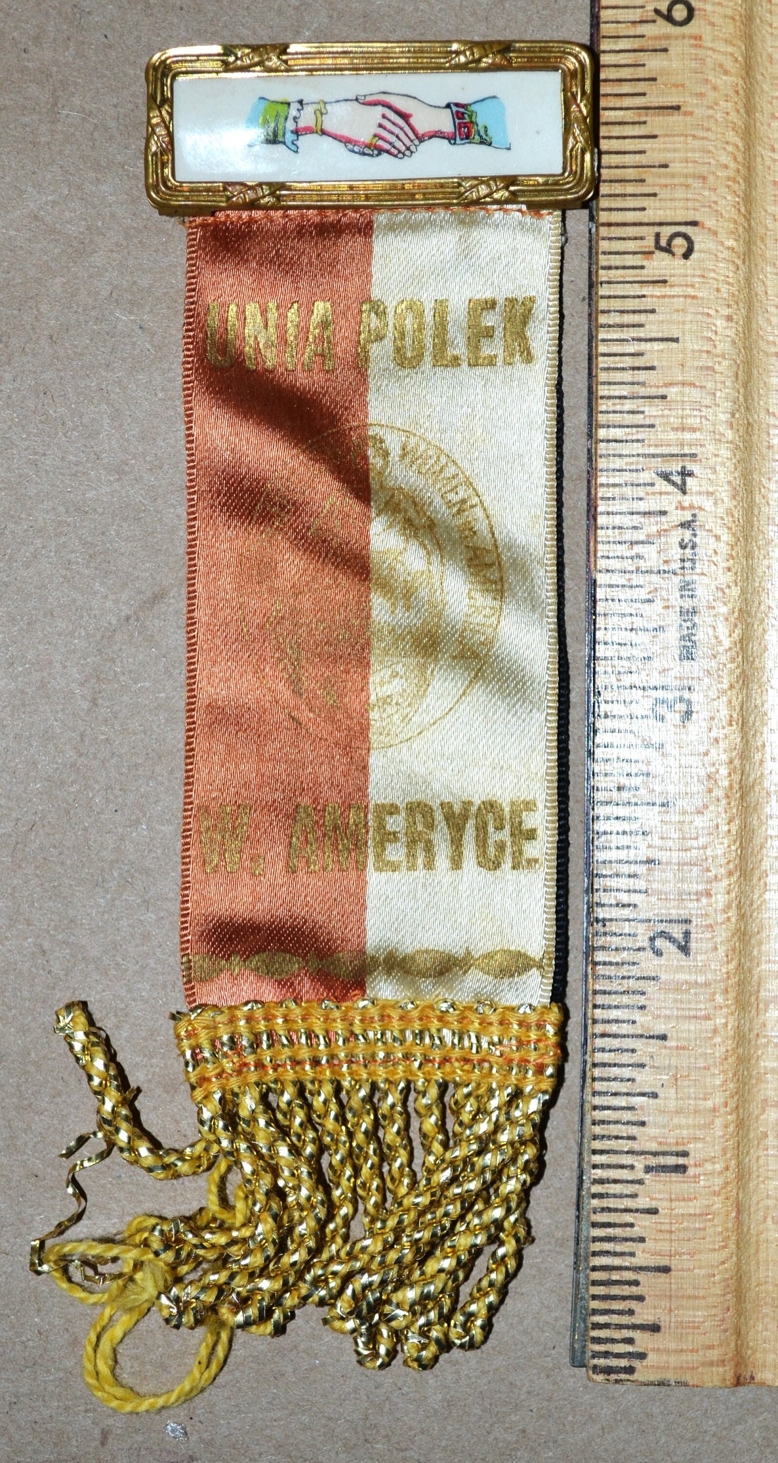 RARE Antique Union of Polish Women in America Ribbon Badge, 2-sided ...