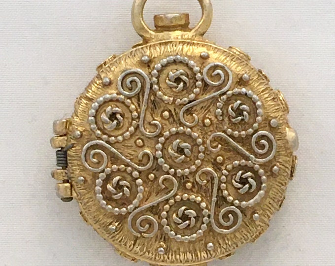 Vintage Gold Tone Locket Hinged Pendant, Wearable, Detailed Intricate ...