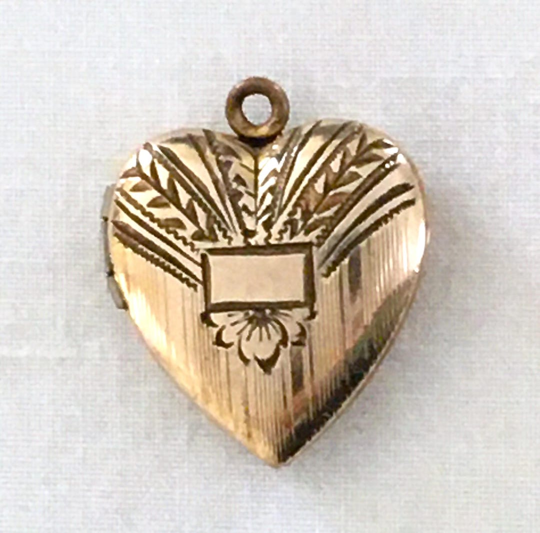 Vintage Gold Filled Heart Locket, Signed J.S. Co., Wearable, Engraved ...