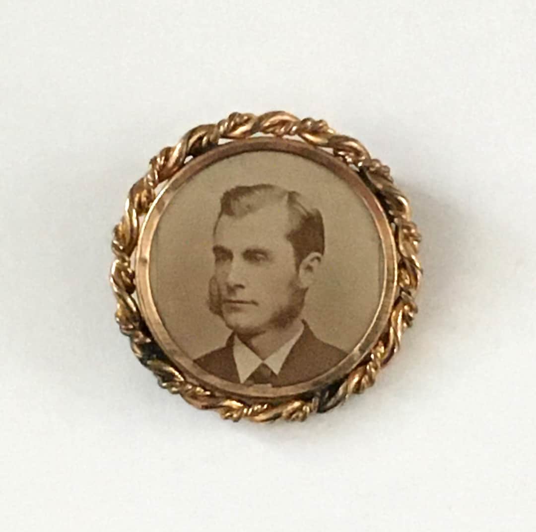 Antique Victorian Mourning Jewelry Pin, Man With Mutton Chops Beard, C ...