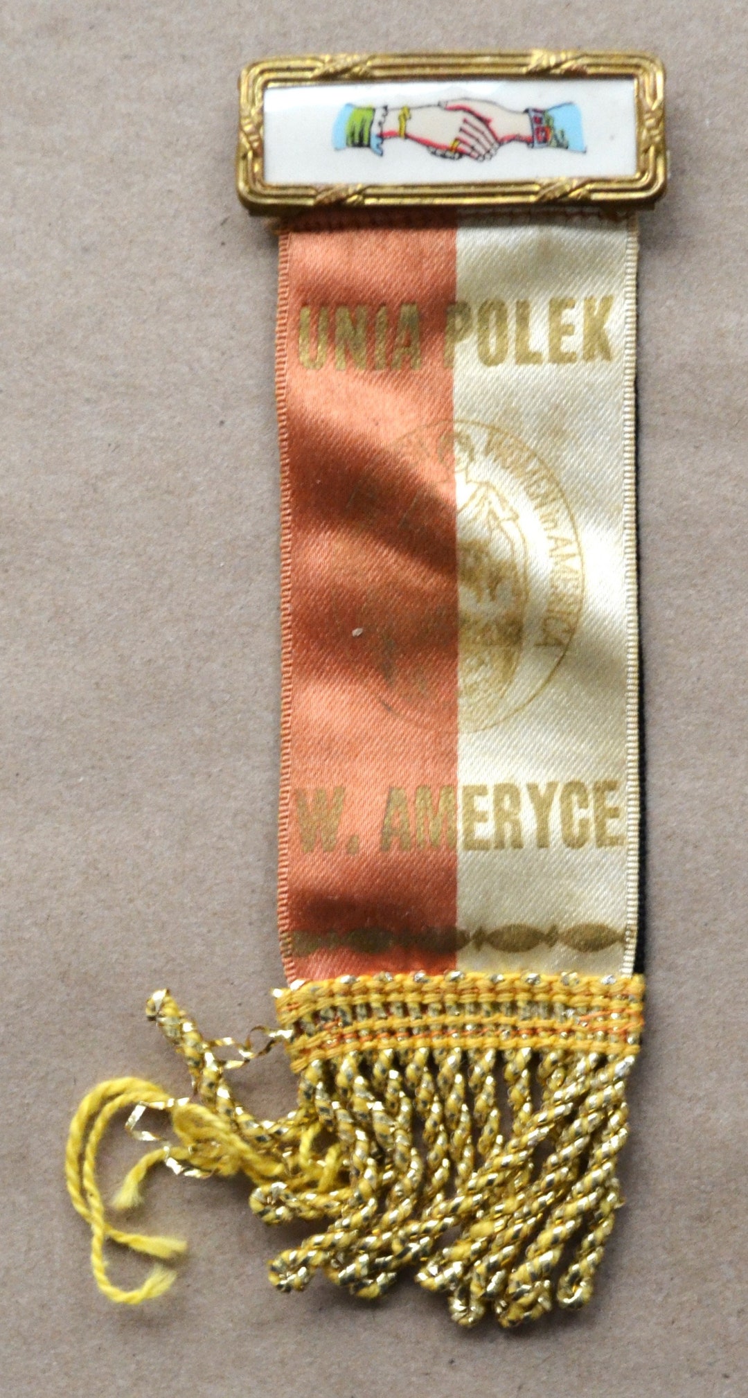 RARE Antique Union of Polish Women in America Ribbon Badge, 2-sided ...