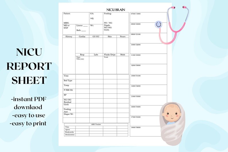 Ultimate NICU Report Sheet! Digital Download - Etsy