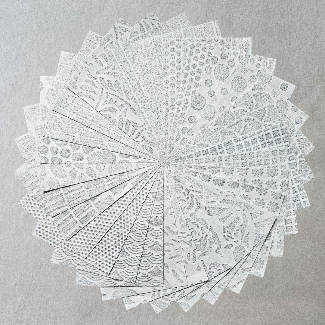 A4 Handmade Lace Kozo Paper Pack (30 Sheets, 15 Designs) | Mulberry ...